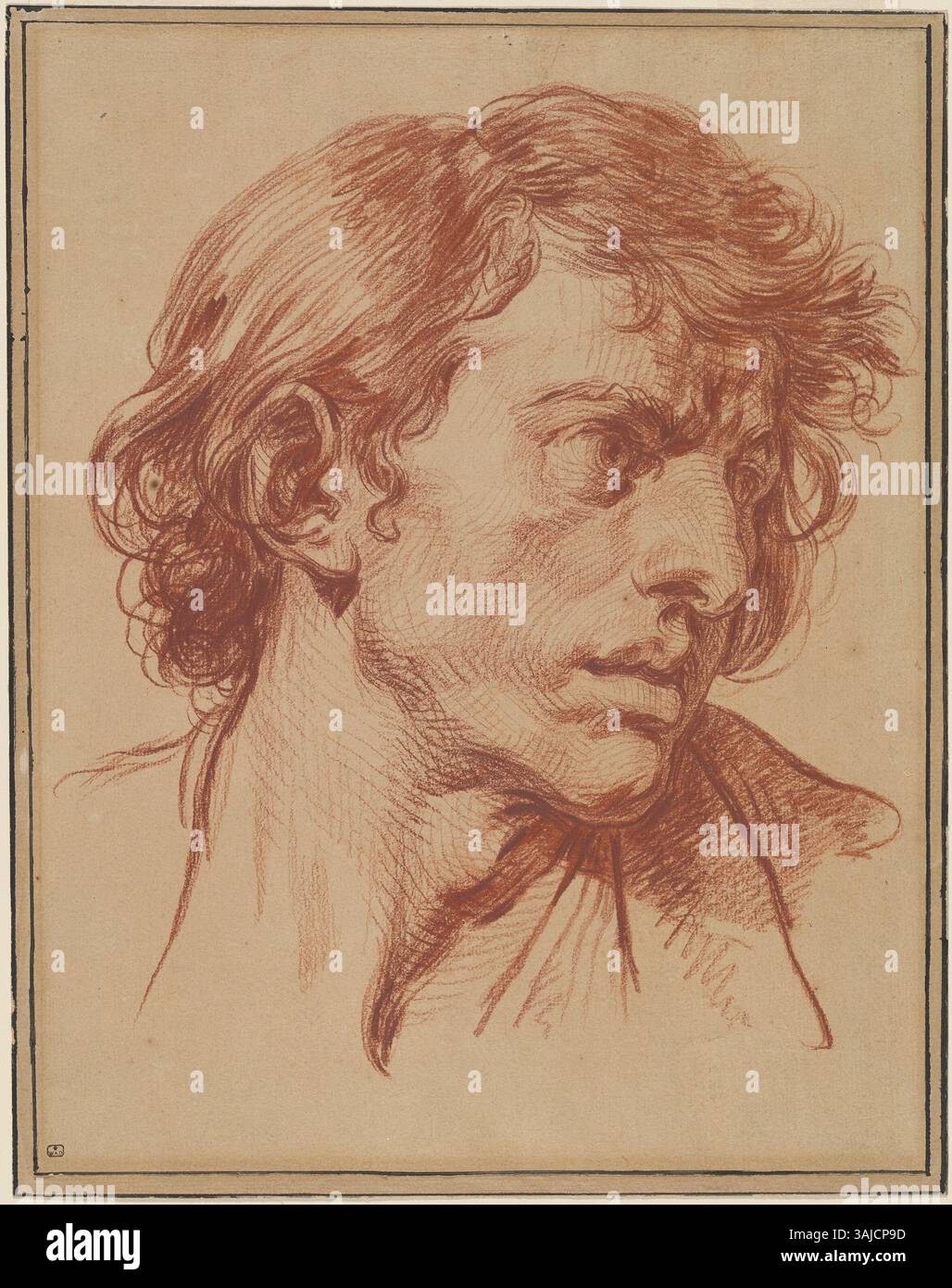 This red chalk drawing by Jean-Baptiste Greuze, created around 1770 ...