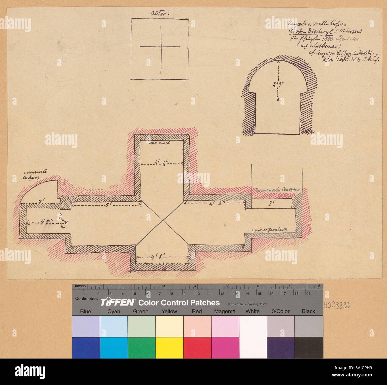 The illustration depicts the crypt in the old church of Gross-Dietwyl ...