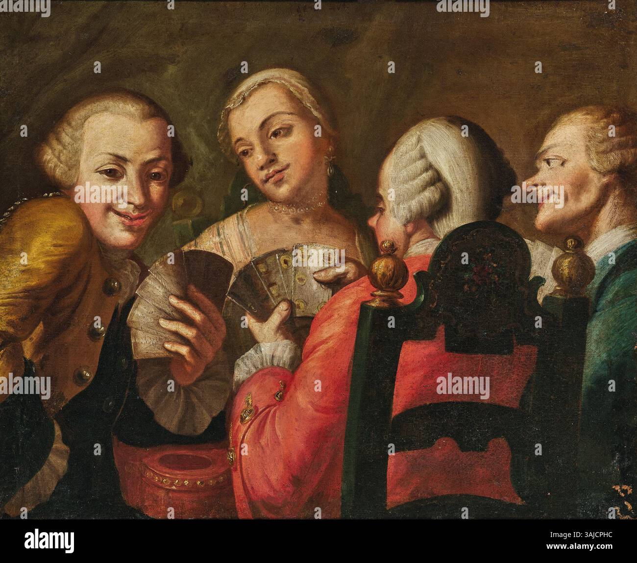 This 18th-century oil painting depicts a noble society at a card game ...