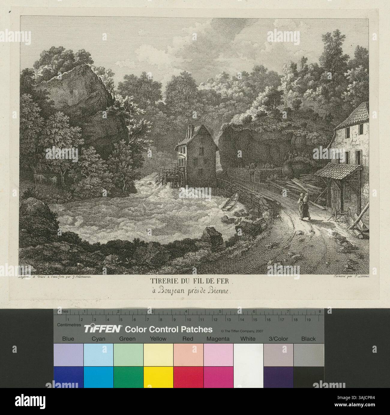 This print, created between 1773 and 1830, shows a wire drawing ...