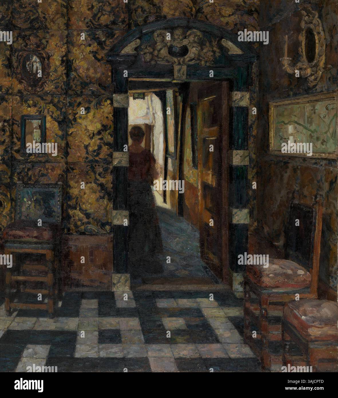 'Interior' by Felix Gogo, painted between 1900 and 1931, is an oil on ...