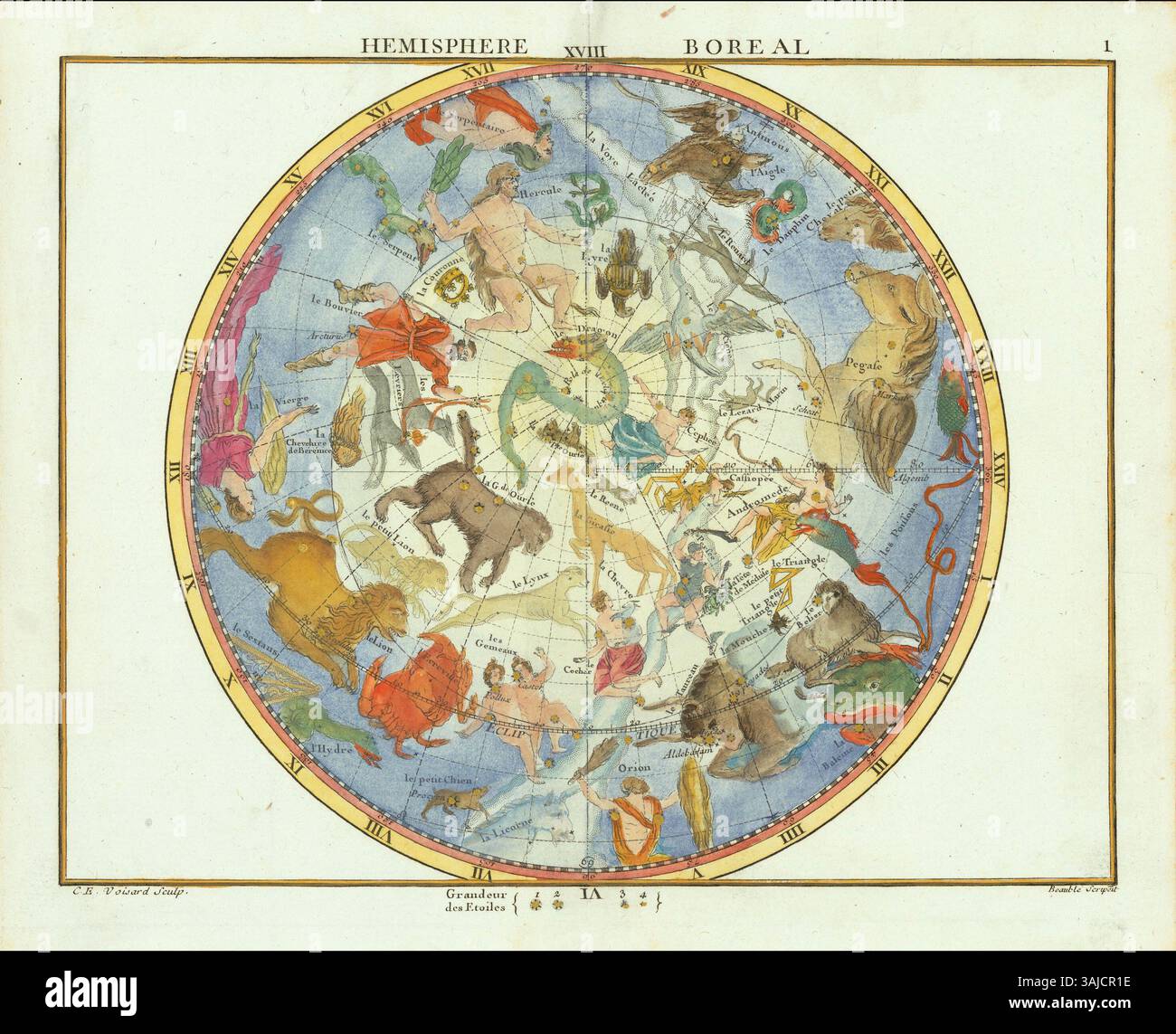 Map of the Northern Hemisphere as charted by John Flamsteed in 1776 ...
