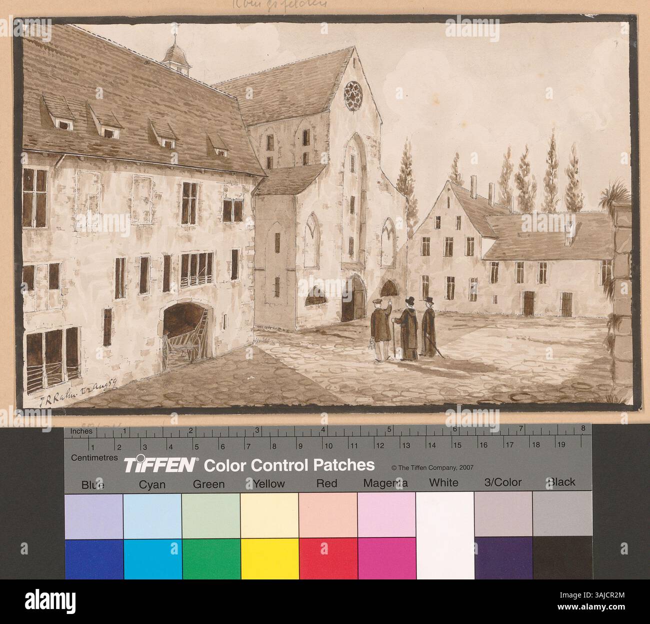 This 1859 illustration by Johann Rudolf Rahn depicts the exterior view ...