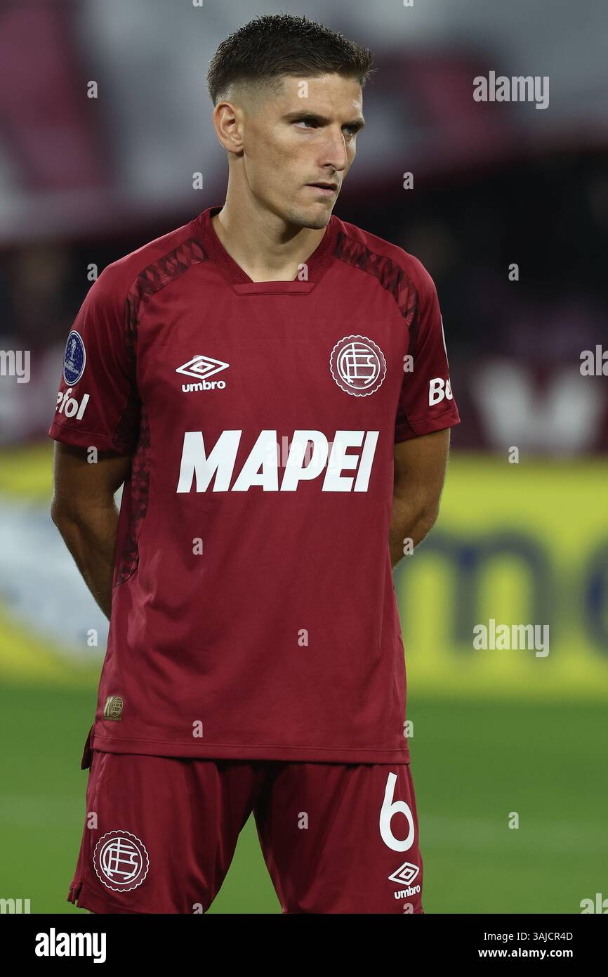 Lanus' defender Sasha Marcich looks on before the CONMEBOL Copa ...