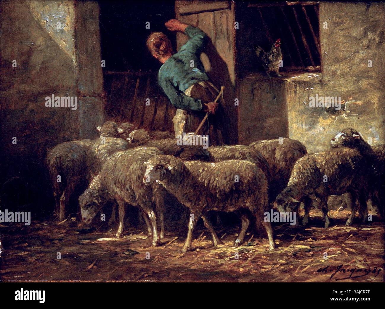 Charles Emile Jacque’s 1889 painting 'Retour du troupeau' (Return of ...