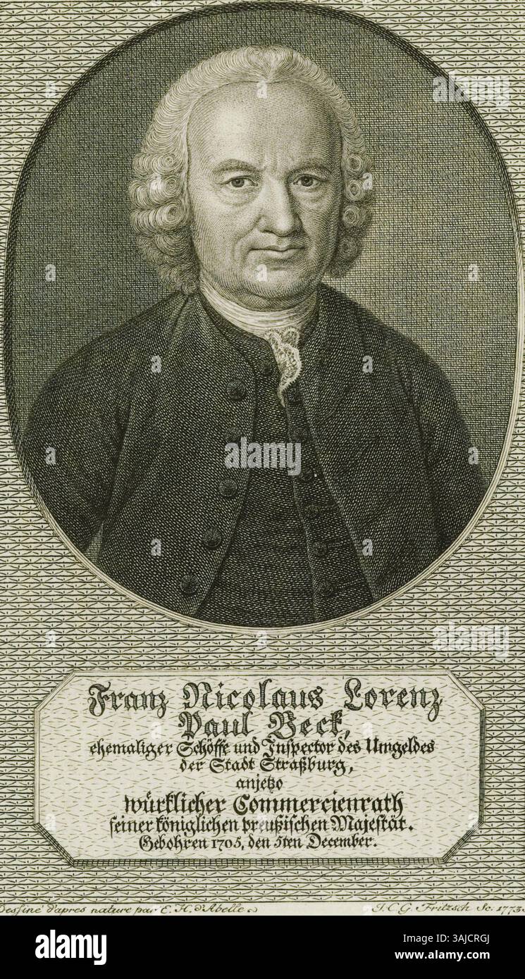 This 1773 portrait of Franz Nicolaus Lorenz Paul Beck, engraved by ...