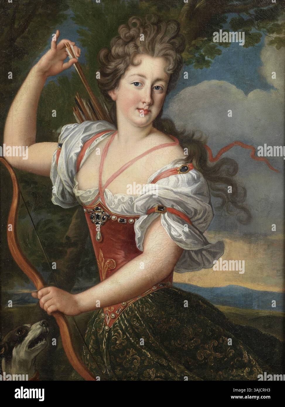 This 17th-century oil on canvas painting, attributed to the circle of Pierre Gobert, portrays a ...