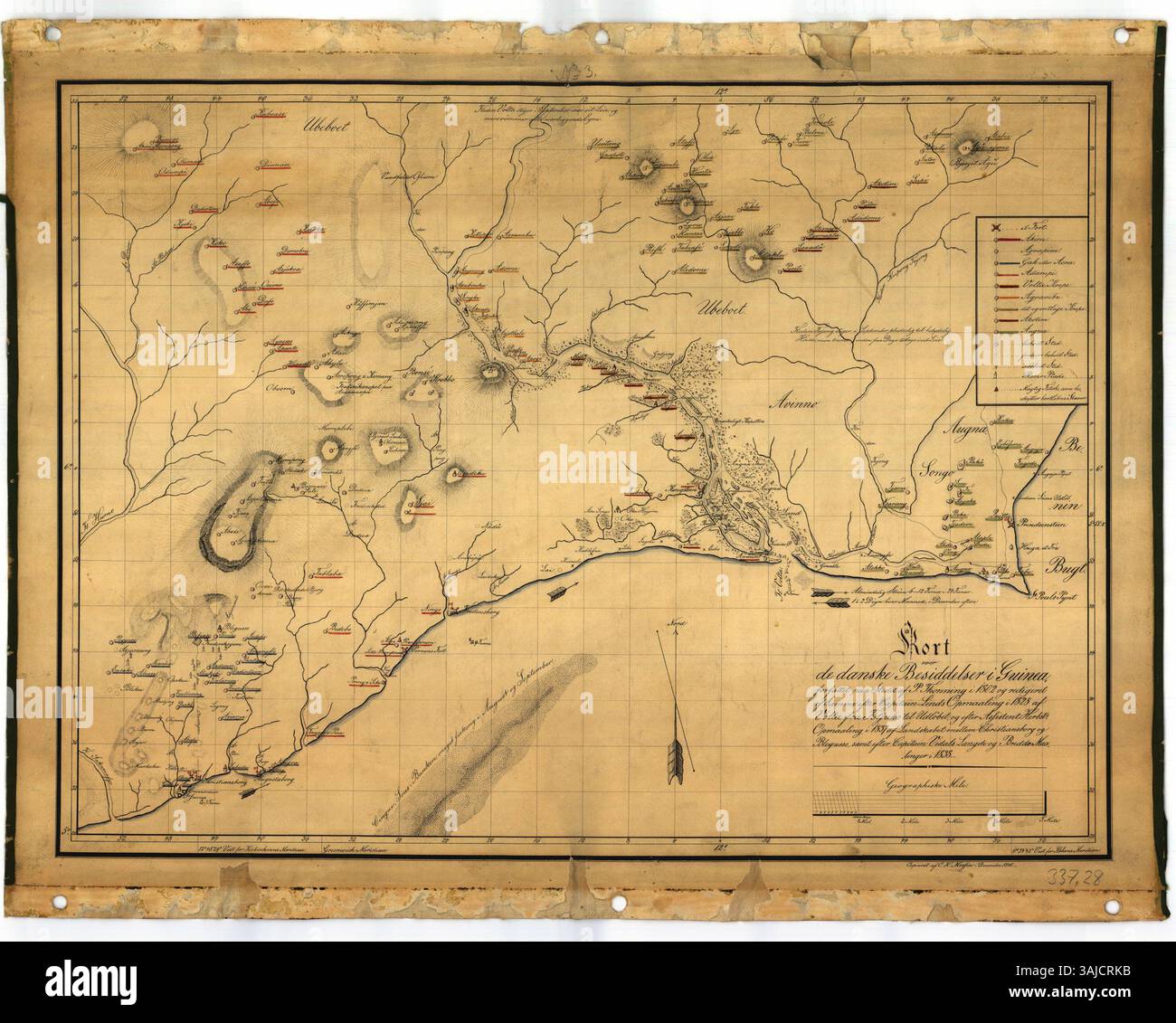 Map of the Danish possessions in Guinea by Peter Thonning, edited in ...