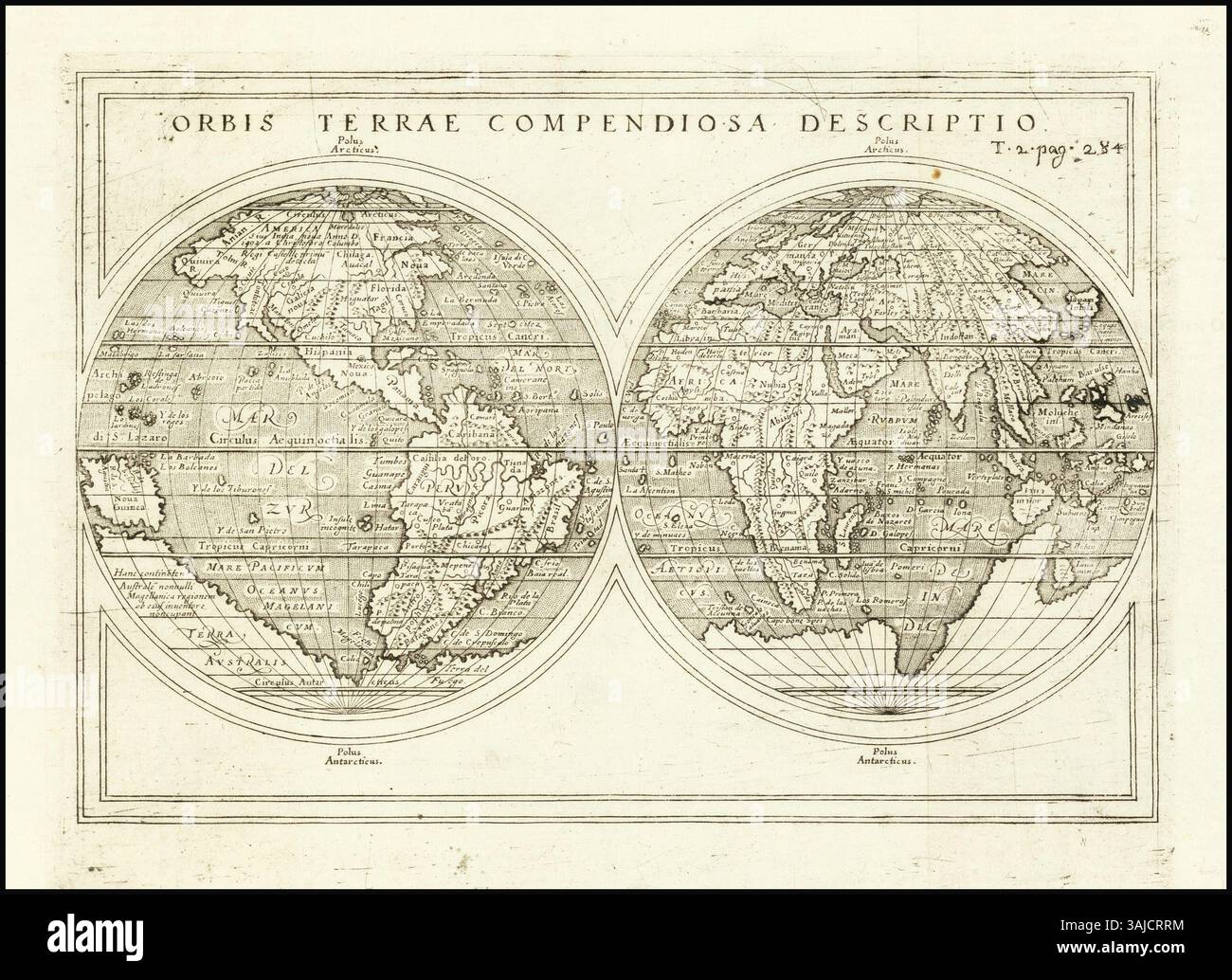 A 1598 world map titled 'Orbis Terrae Compendiosa Descriptio' by ...