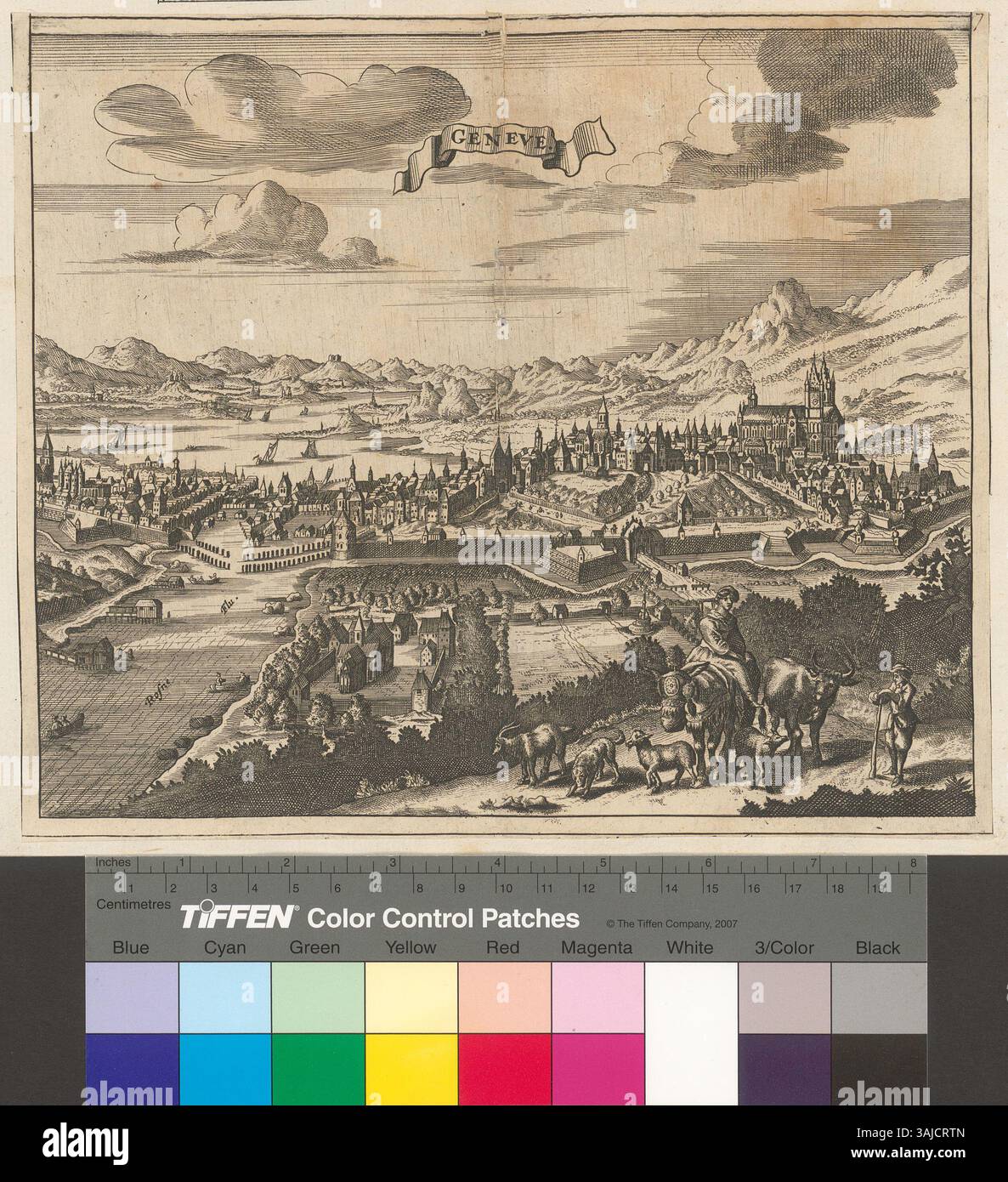 This etching, created between 1600 and 1700, depicts Geneva. The print ...