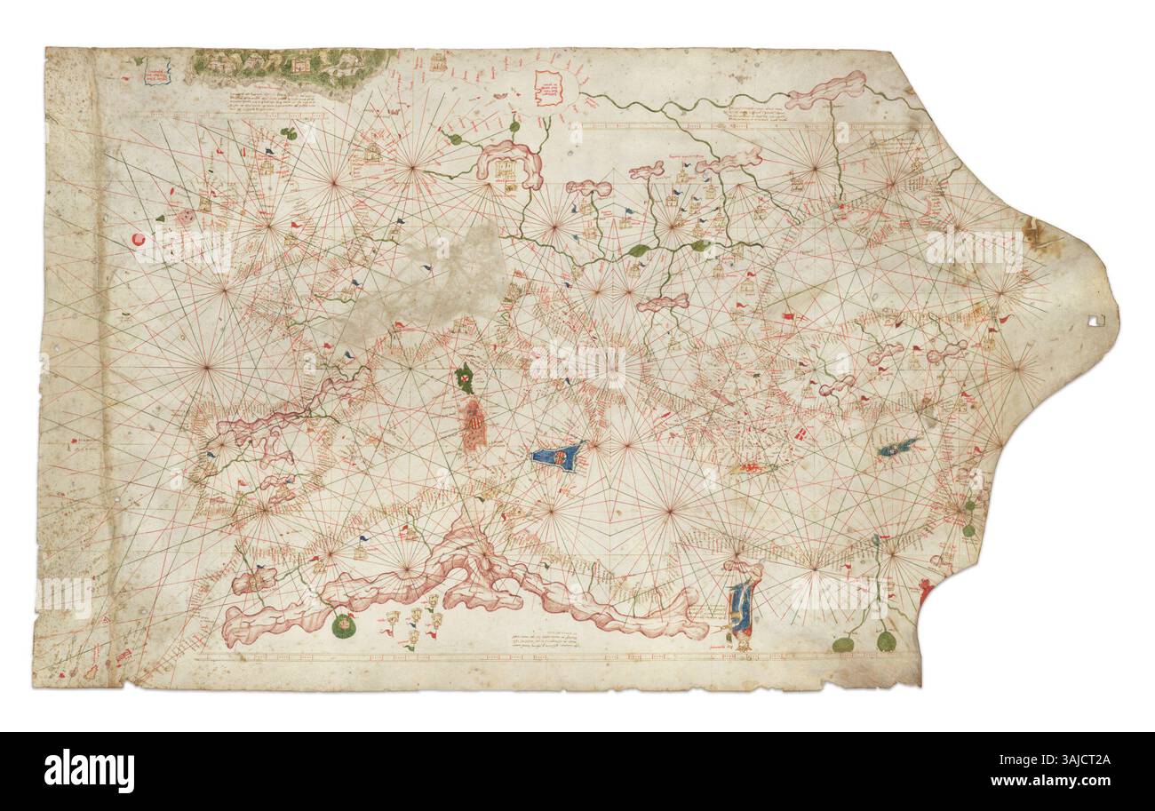 This portolan chart, created around 1360, is one of the earliest ...