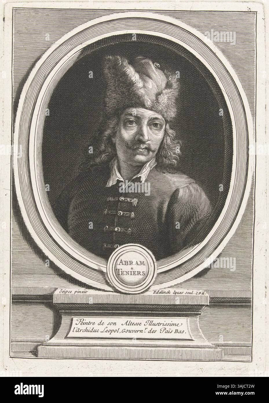 This engraving by Gérard Edelinck depicts a cropped portrait of Abraham ...