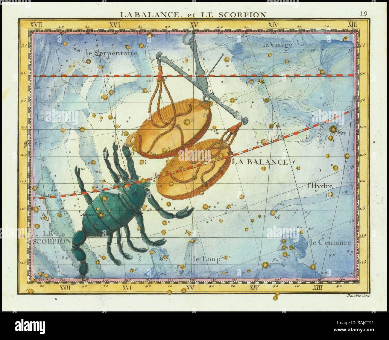 Flamsteed’s 1776 star chart of the constellations Libra and Scorpio ...