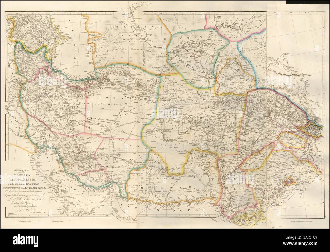 Central Asia map by John Arrowsmith, published in 1842, providing a ...