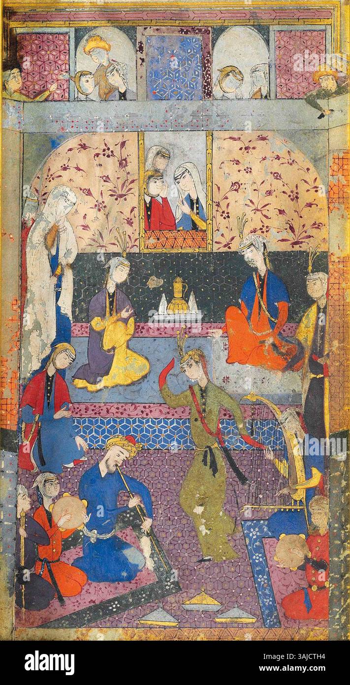 This Safavid-era painting from Shiraz depicts musicians and dancing ...