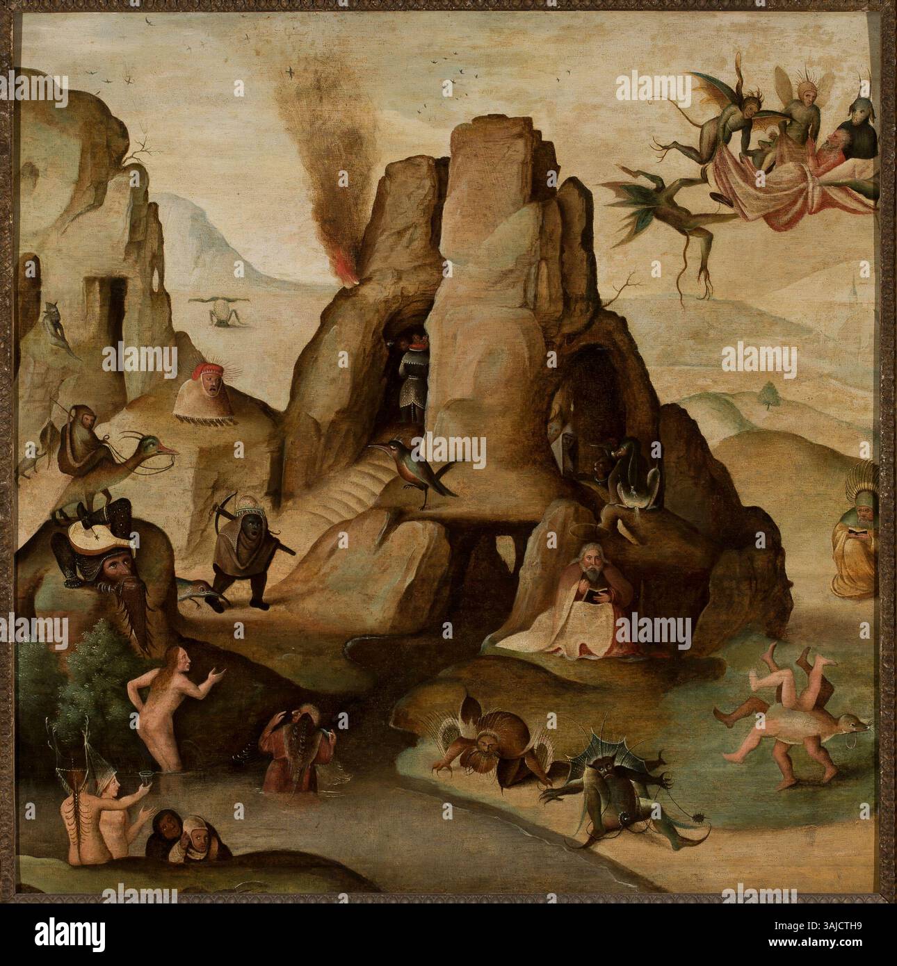 A 1530 Netherlandish oil painting on oak panel depicting the Temptation ...