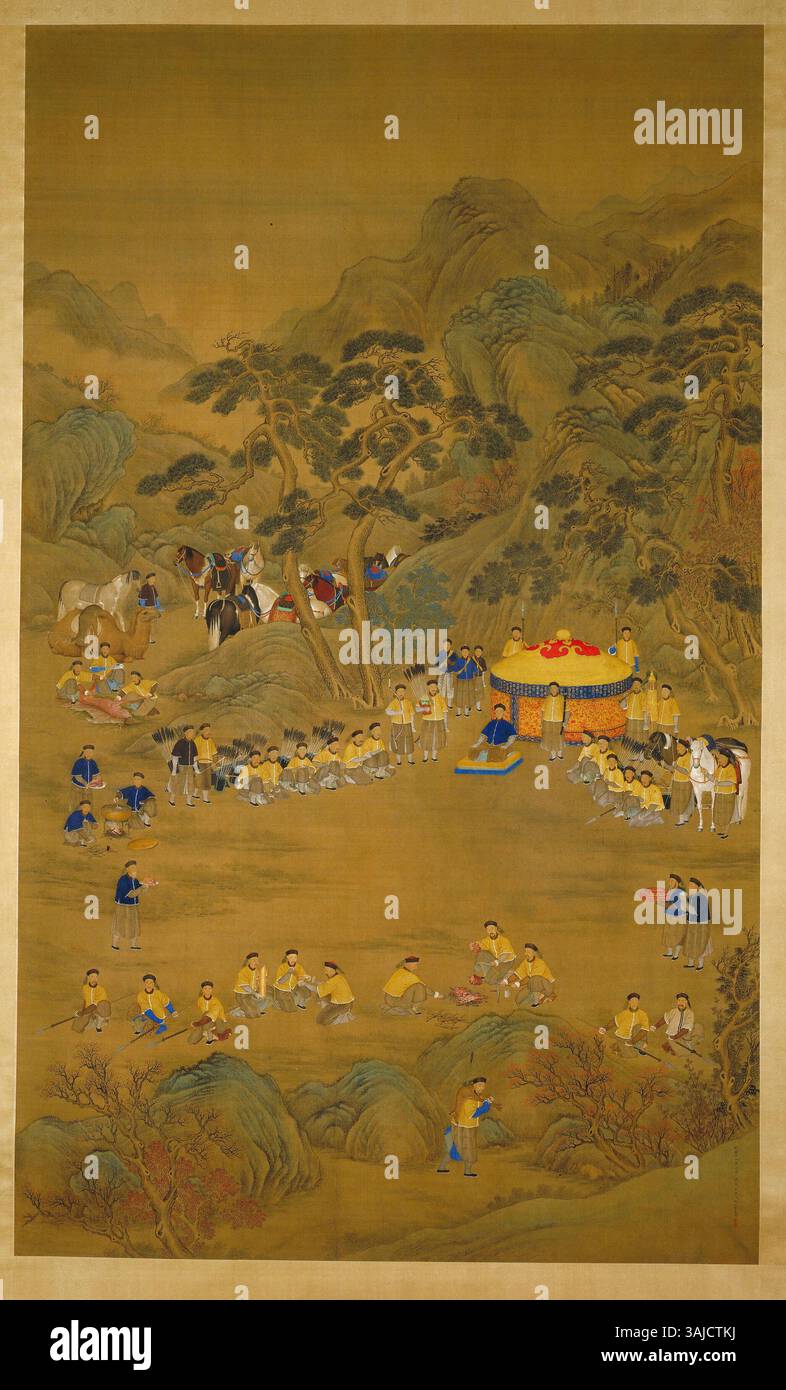 Giuseppe Castiglione’s ink and color painting on silk, depicting ...