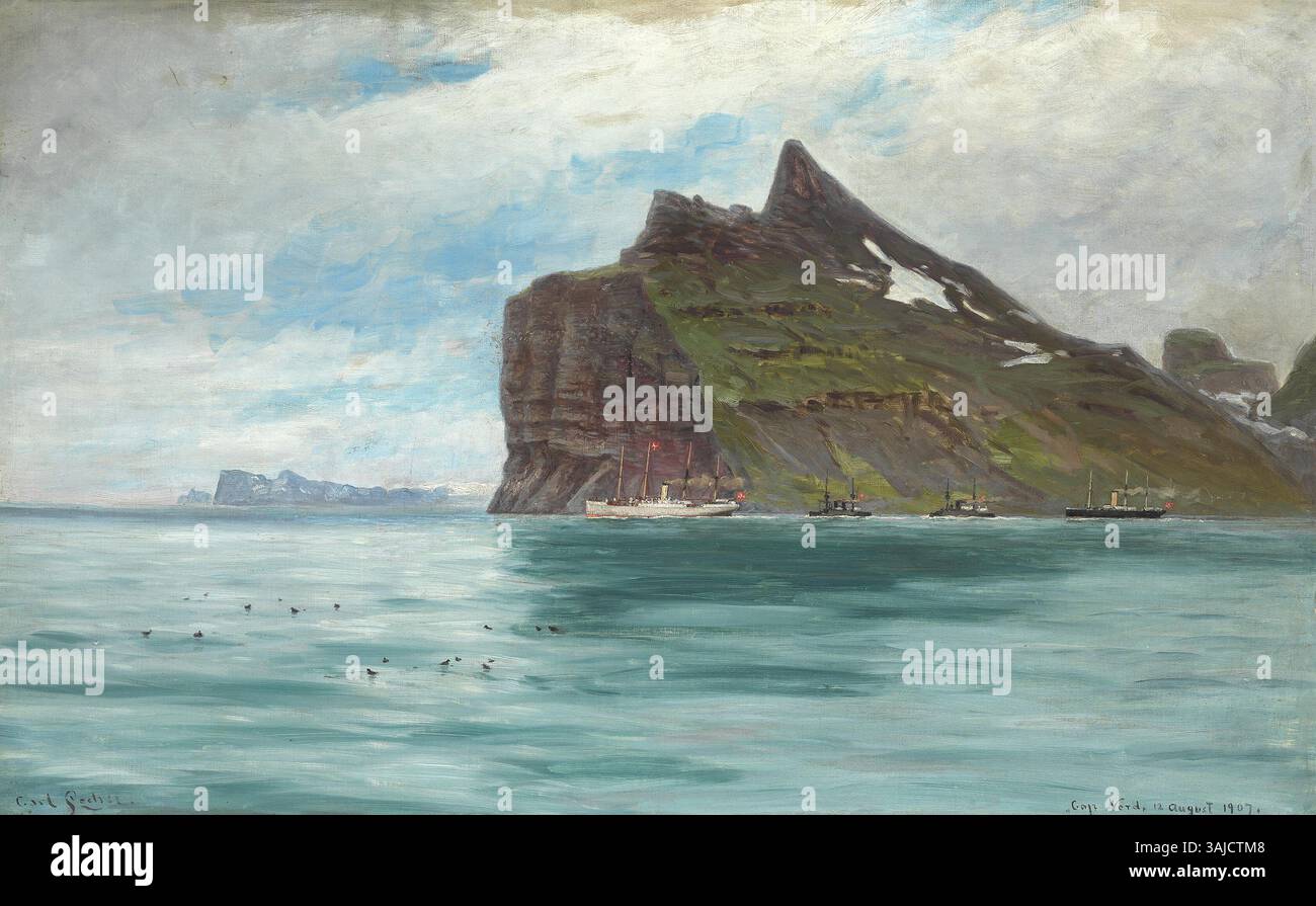 This oil on canvas painting by Carl Locher shows a view from Cape North ...