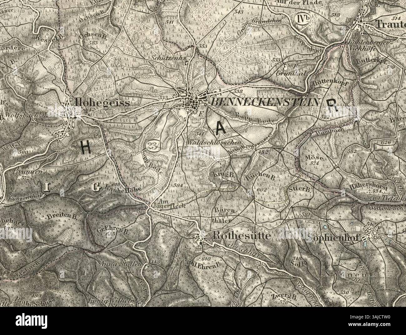 Map section of the German Empire from the 1887 edition, showing the ...