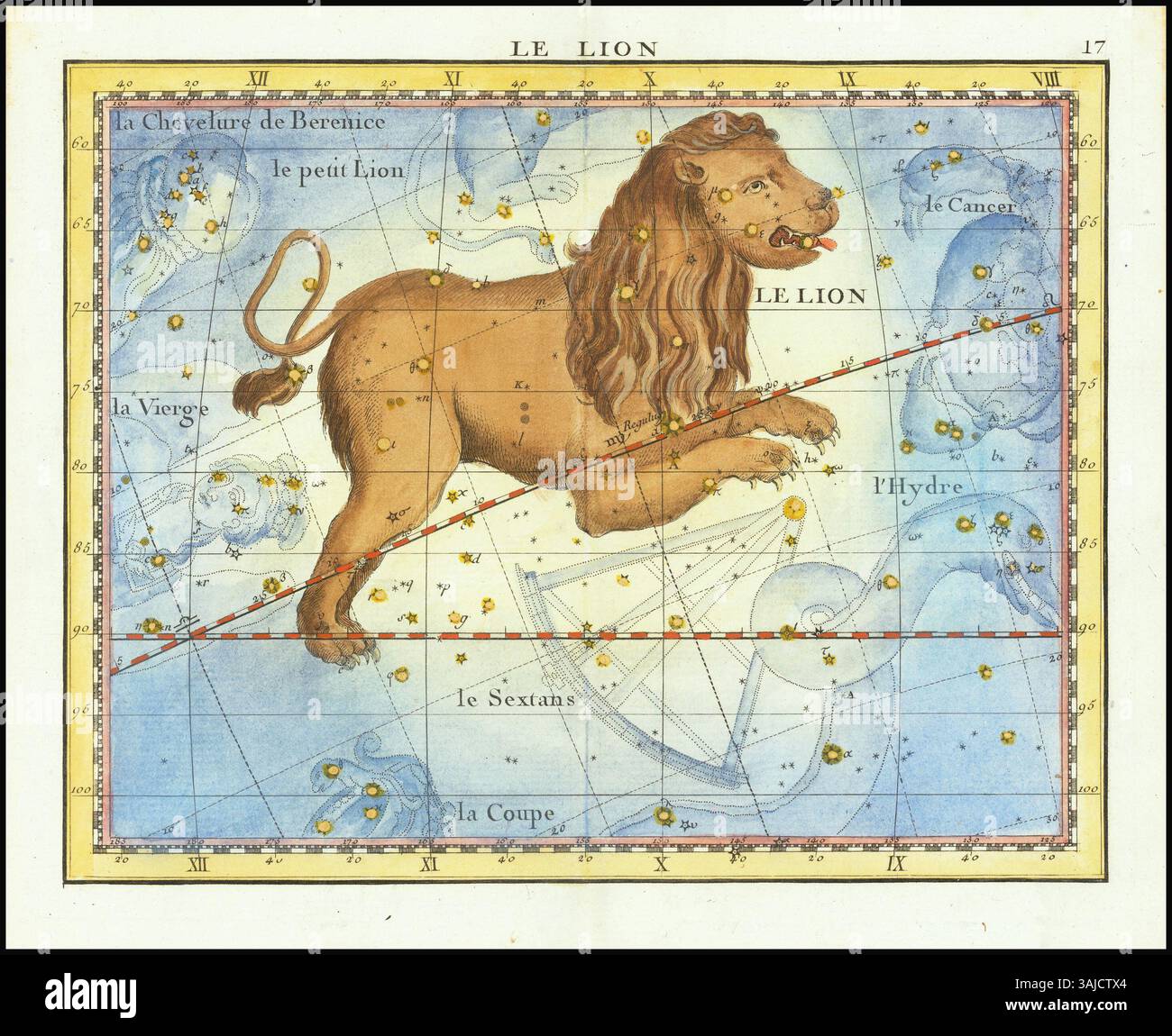 1776 map by John Flamsteed showing the constellation Leo, represented ...