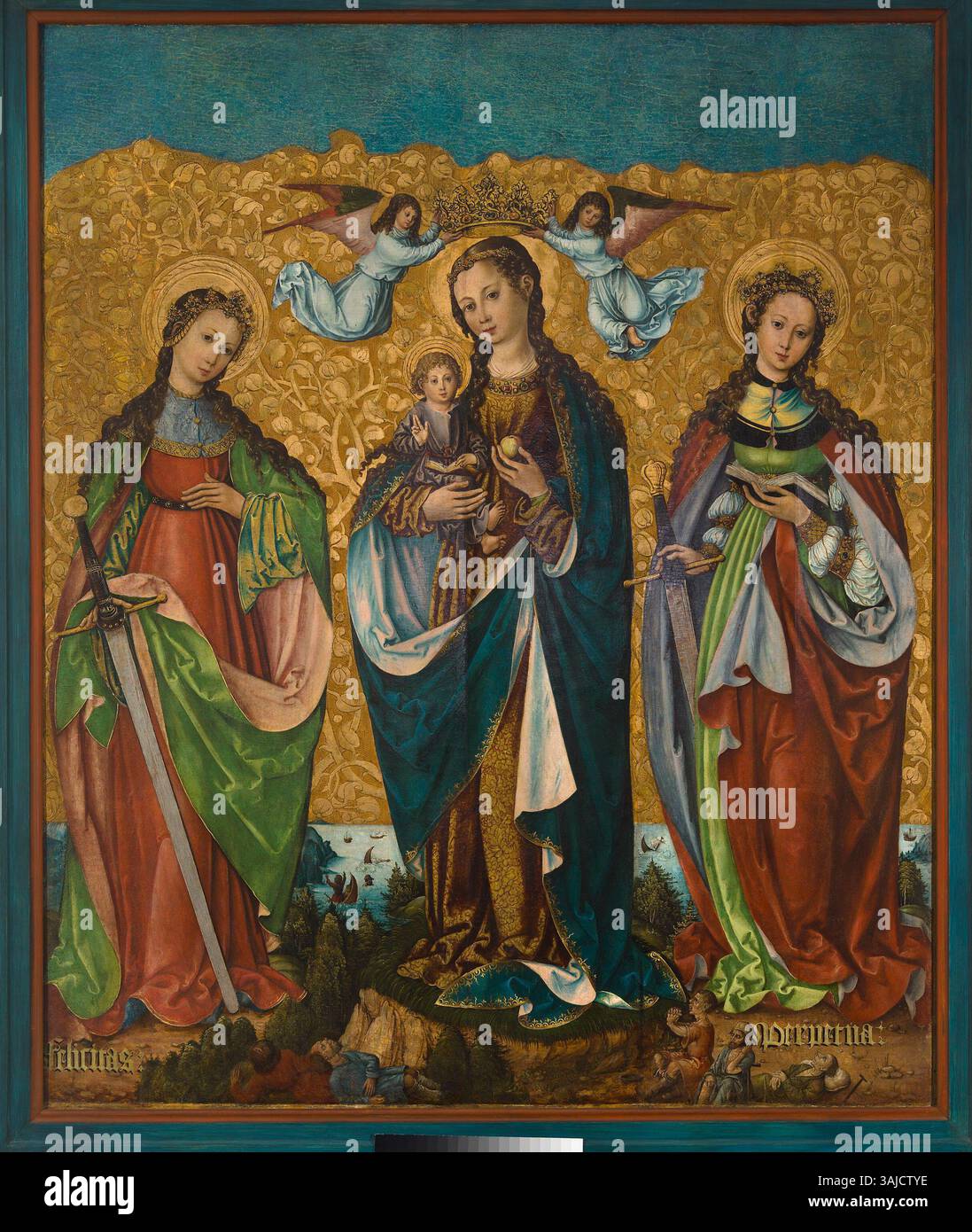 This circa 1520 Sacra Conversazione painting features Mary with the ...