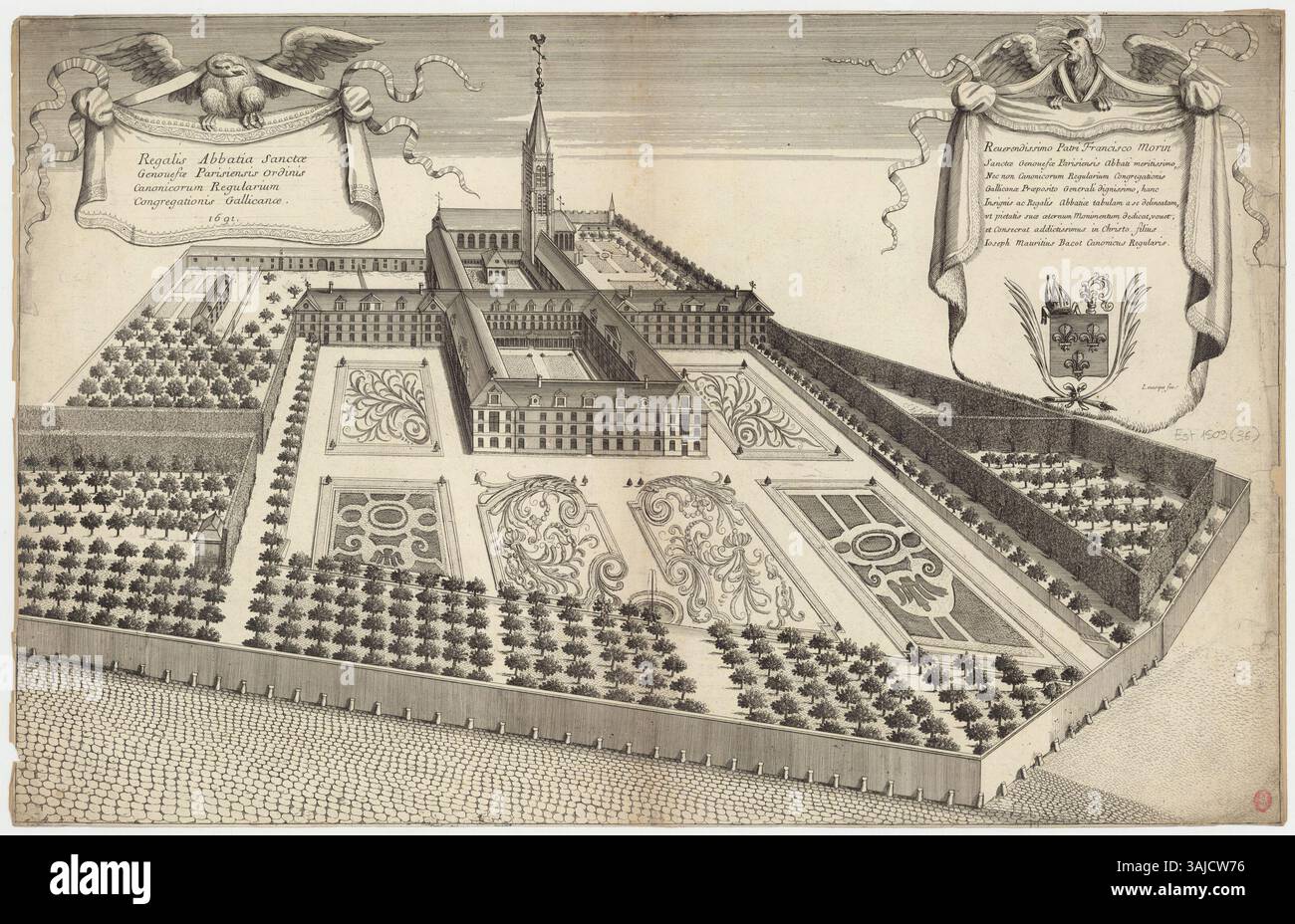 This engraving from 1691, by Levesque, depicts the Abbey of Saint ...