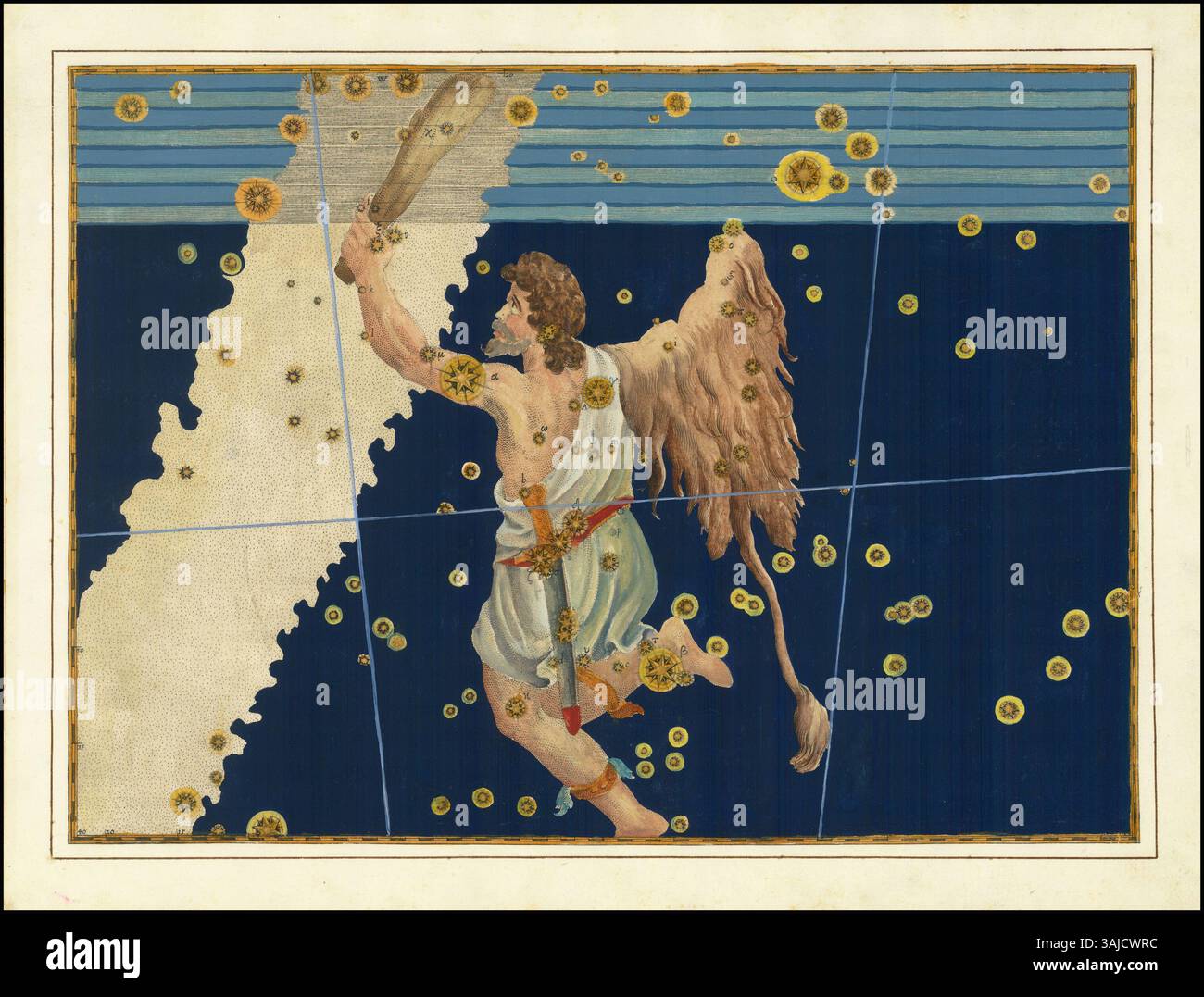 A celestial map by Johann Bayer titled 'Orion,' created in 1624. The ...