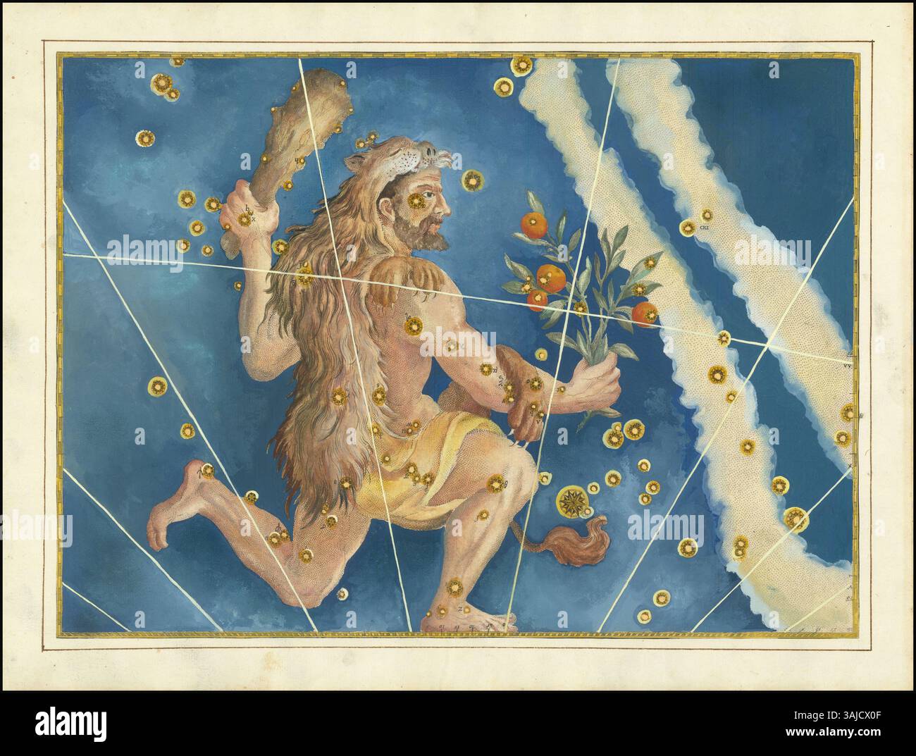 Hercules, a celestial figure, depicted by Johann Bayer in 1624. The ...