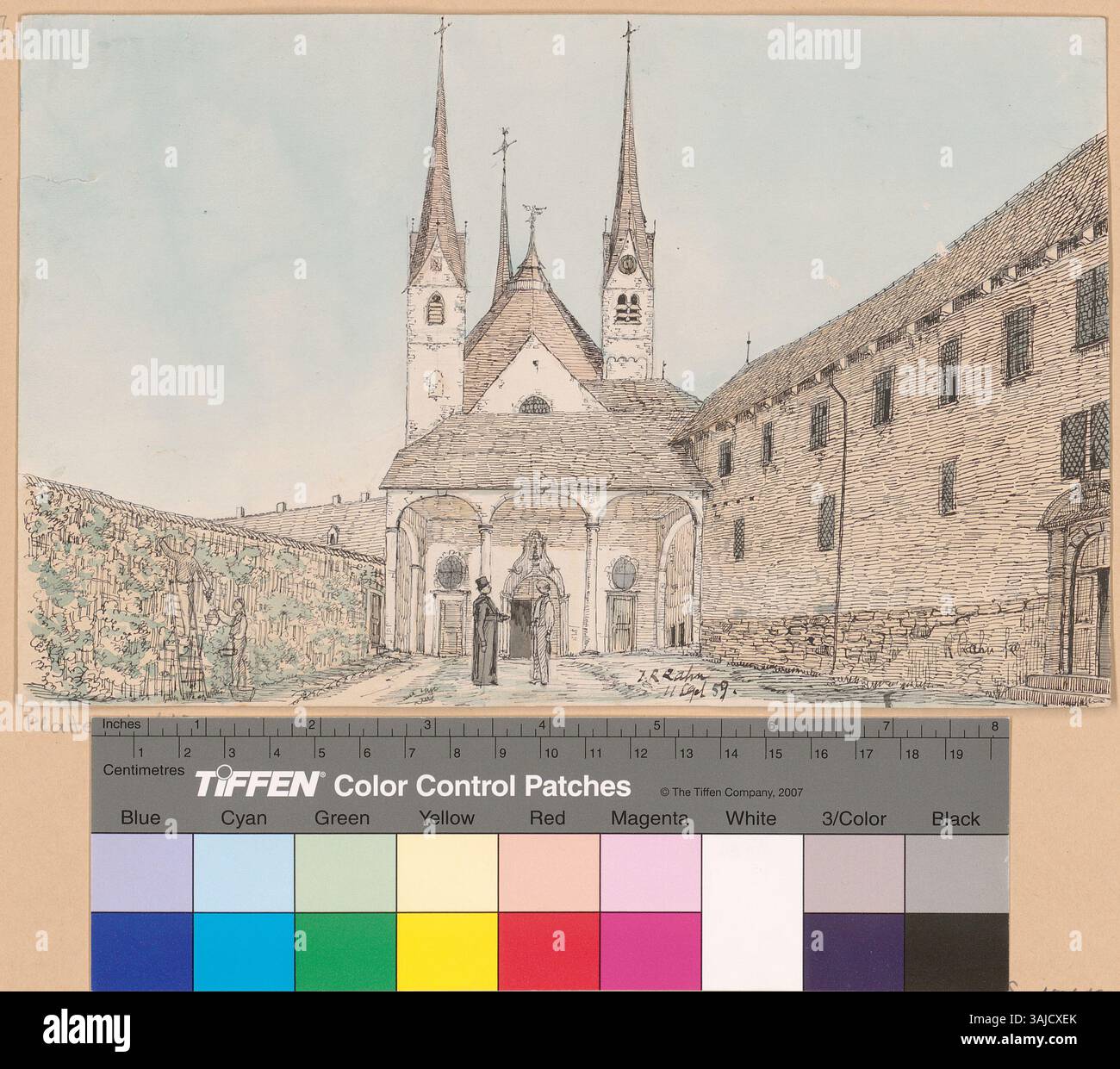 This 1859 drawing by Johann Rudolf Rahn shows the exterior view of the ...