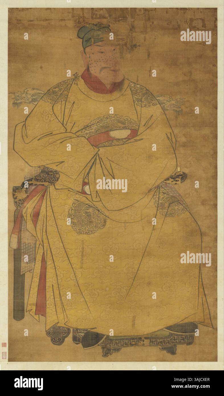 This ink and color on silk painting, dating back to the Ming Dynasty ...