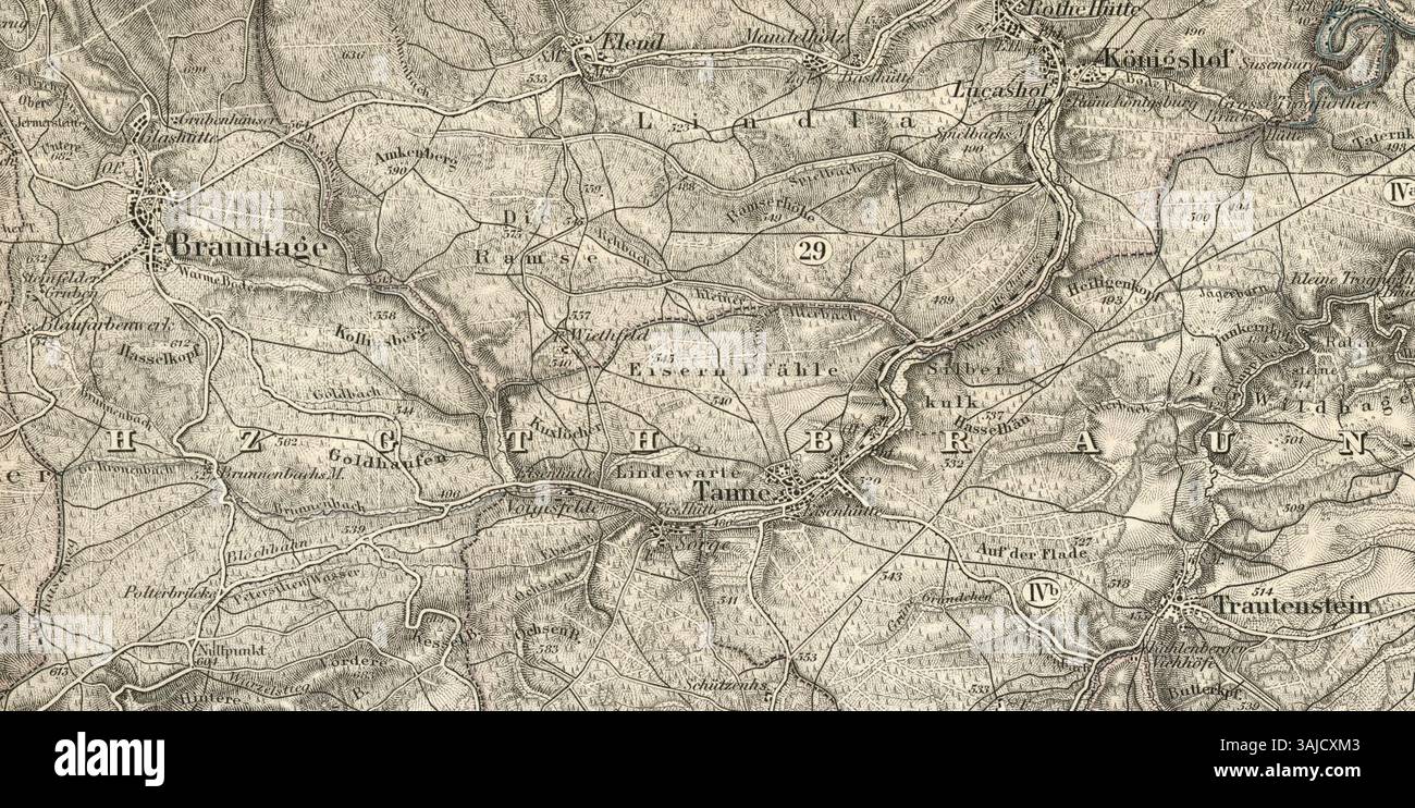 Map section of the German Empire from the 1887 edition, showing the ...