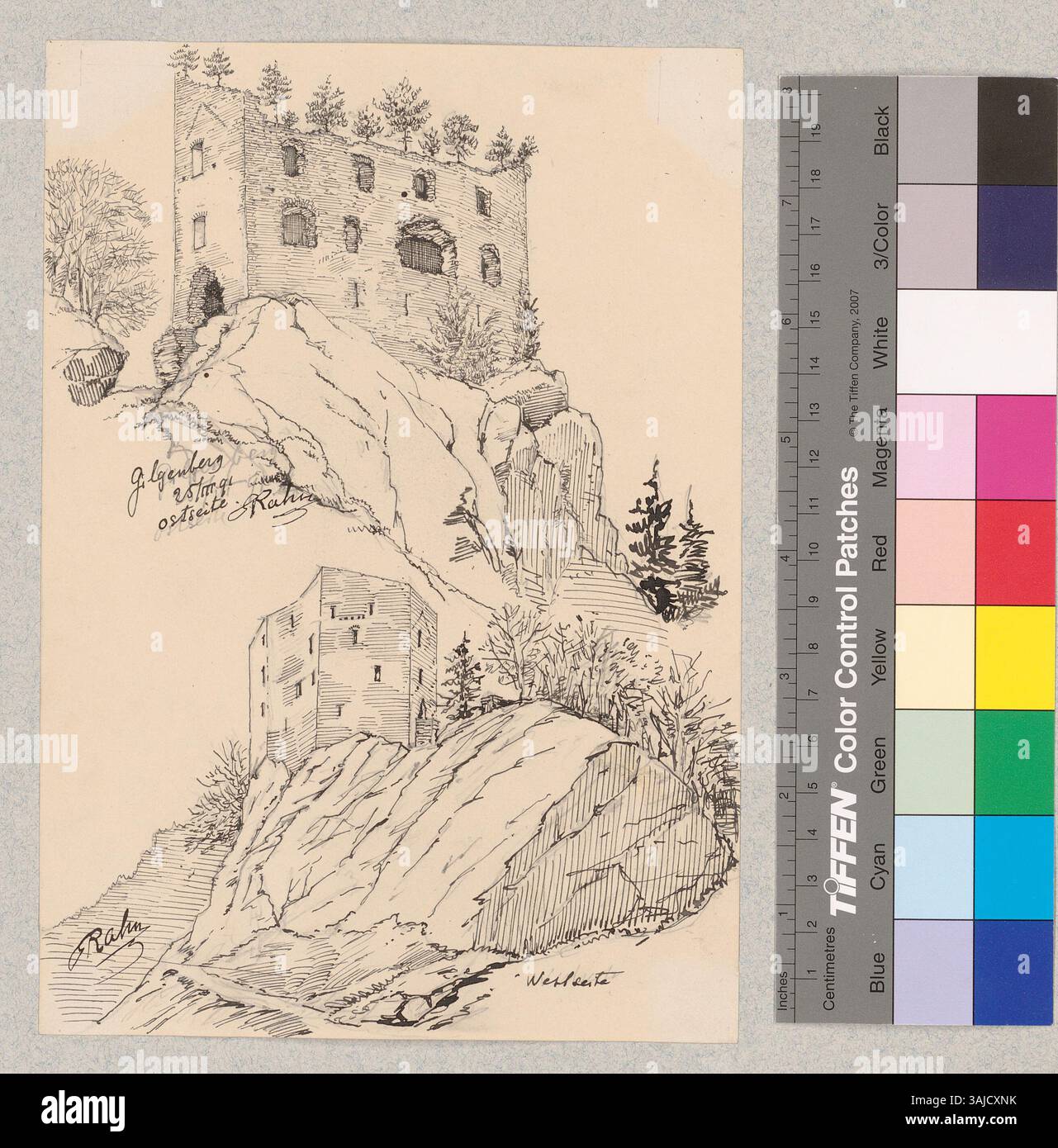 This 1891 illustration by Johann Rudolf Rahn shows two exterior views ...