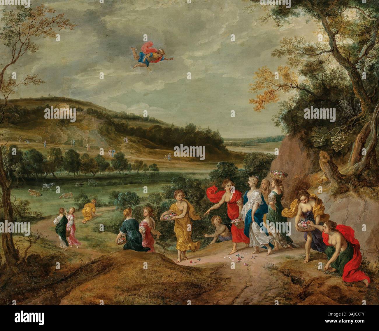 Flemish painting from the 17th century depicting the myth of Mercury in ...