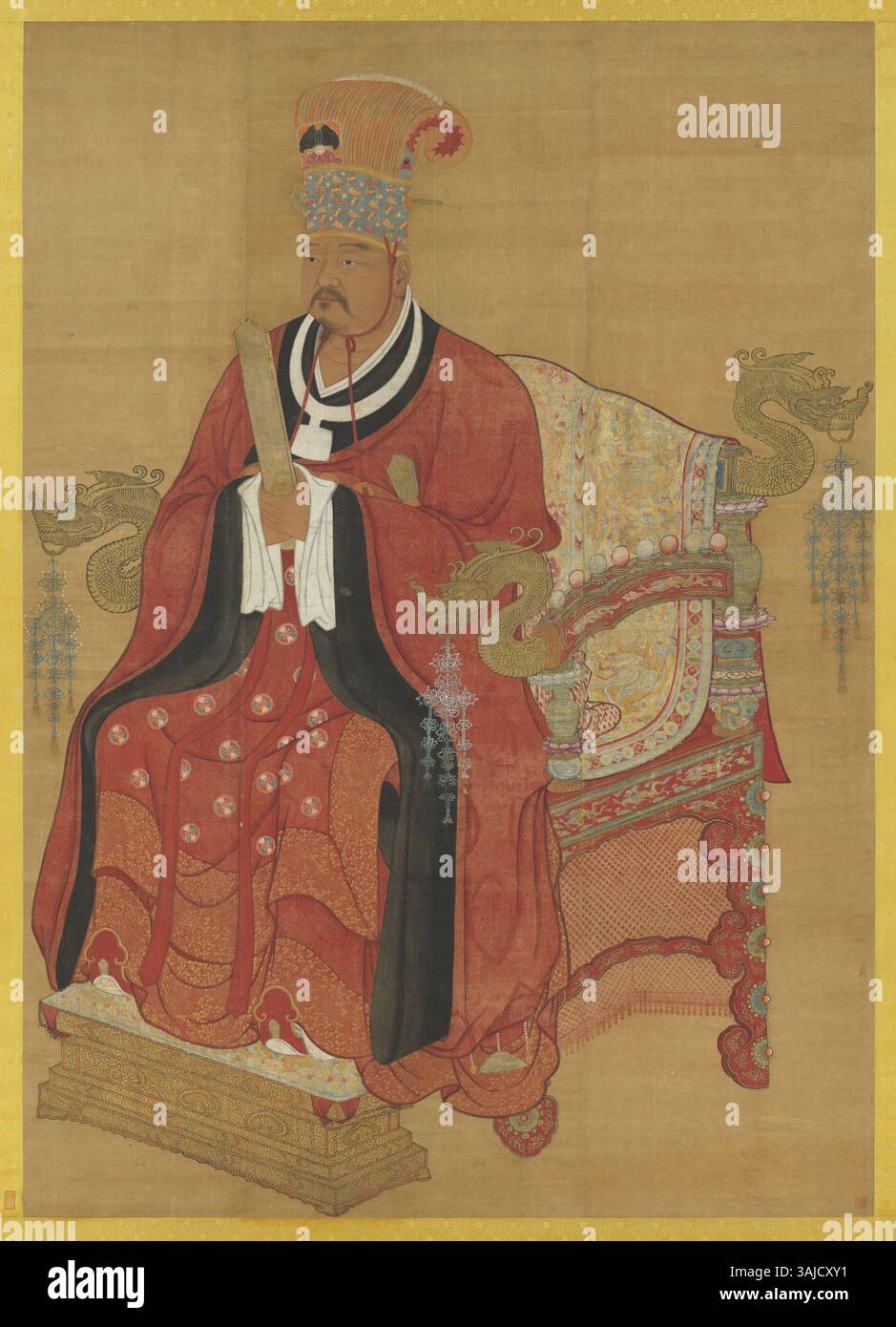 This hanging scroll painting from the Song dynasty portrays Emperor ...