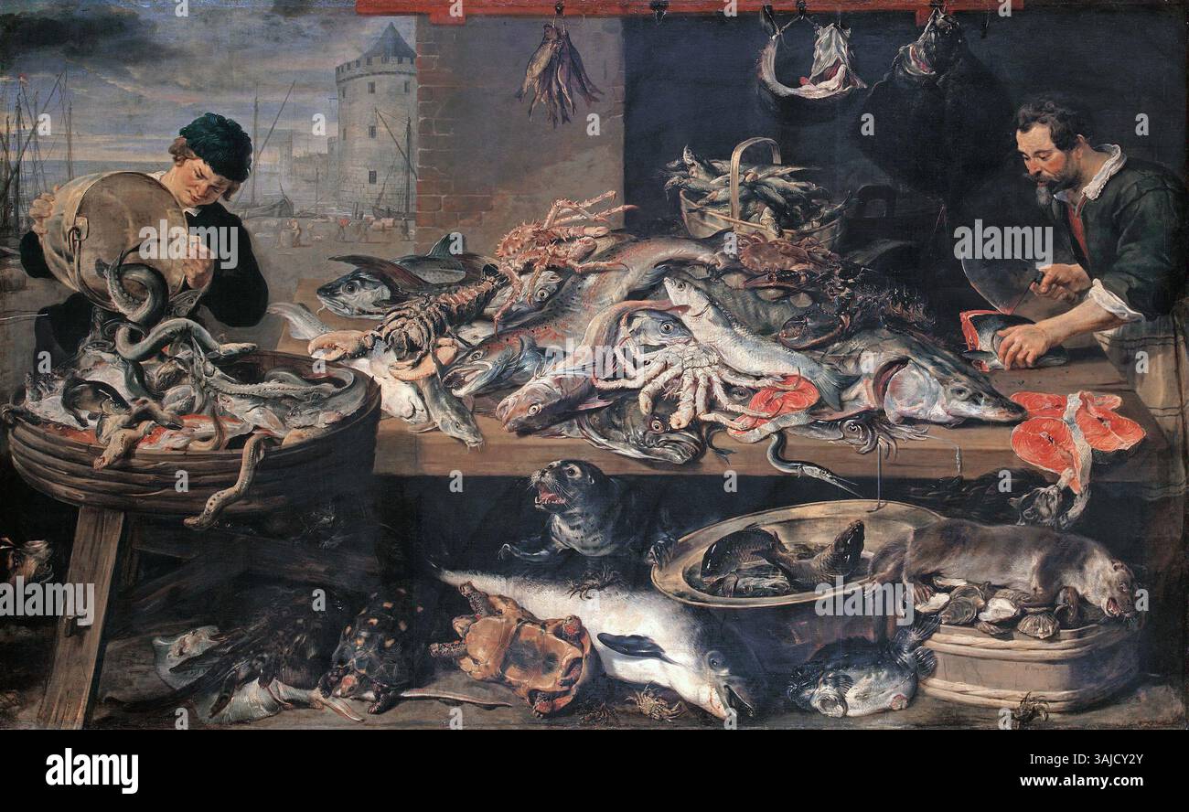 Frans Snyders' 'Fish Stall' (1618-1621) is an oil on canvas painting ...