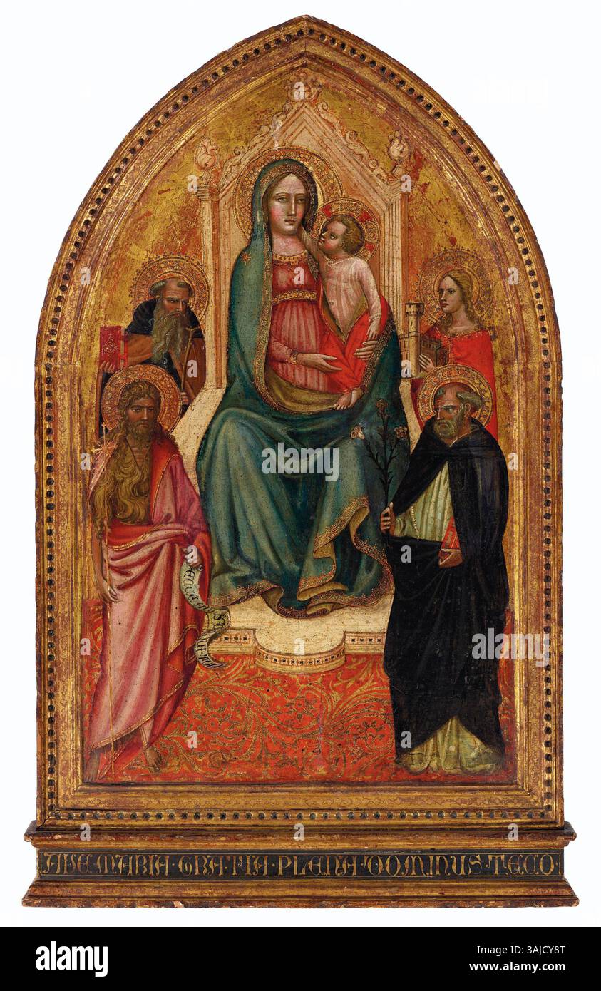 Giovanni dal Ponte’s painting 'The Madonna and Child enthroned with Saints' (1420-1425) portrays ...