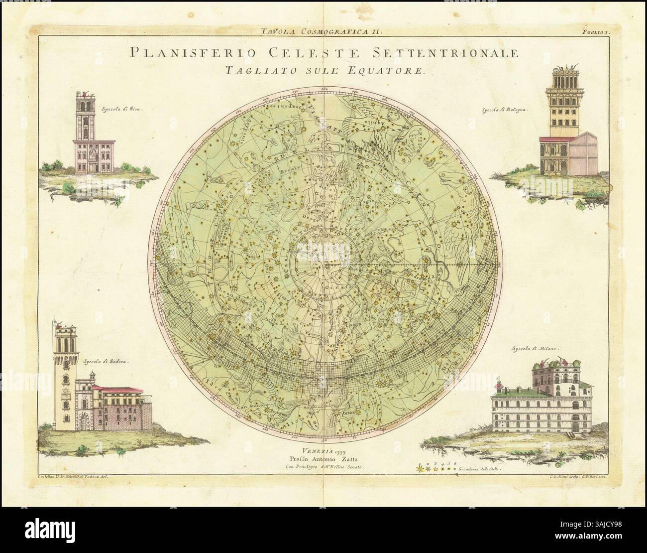 A celestial map from 1777 by Antionia Zatta depicting the stars and ...