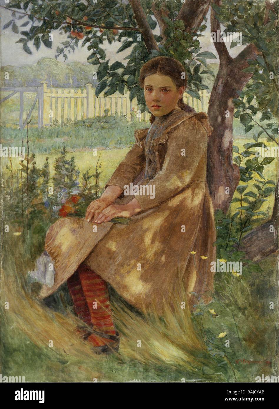 The 1903 painting 'À l'ombre du pommier' by William Brymner and Horatio ...