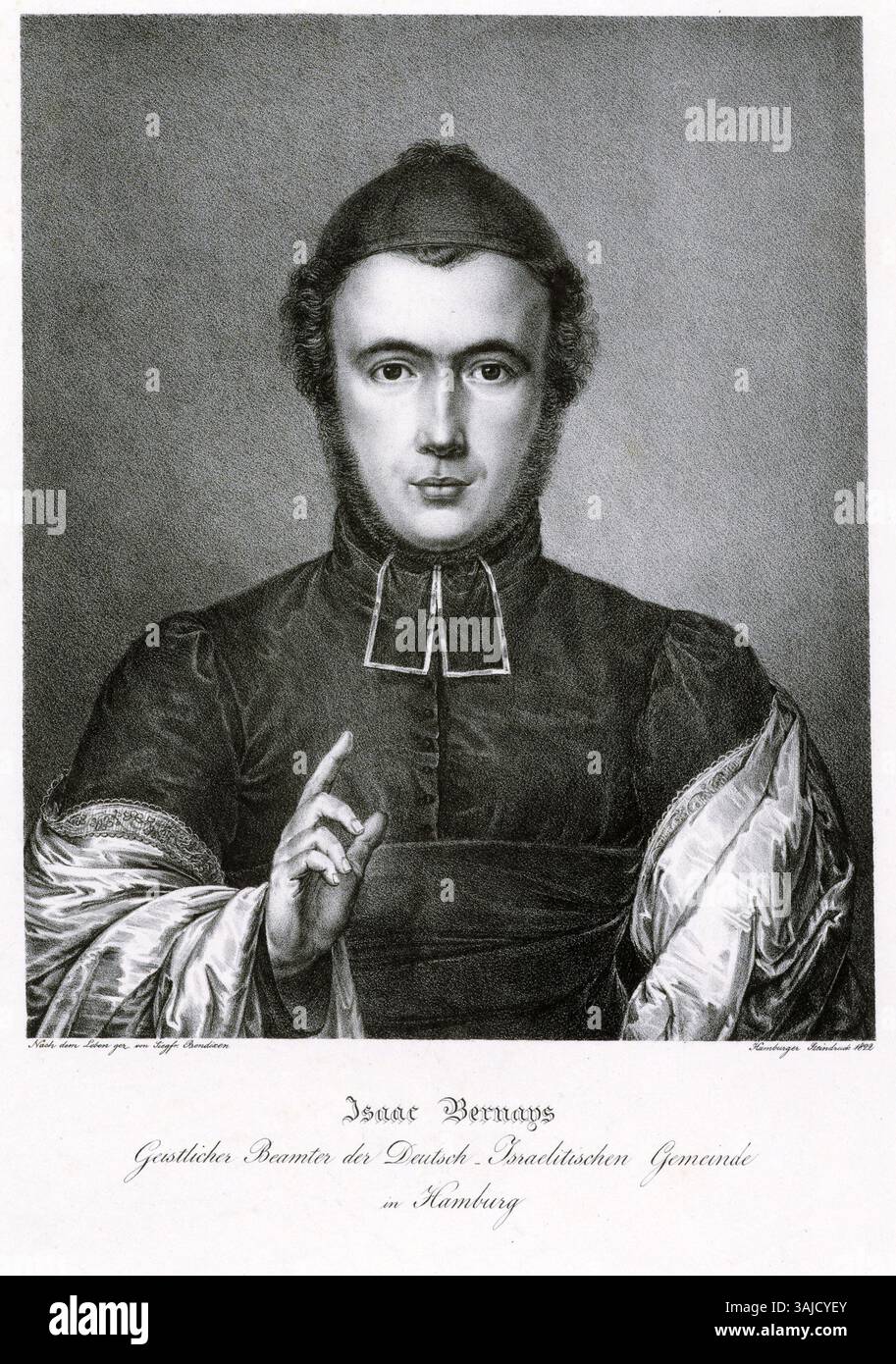 This 1822 lithograph by Siegfried Detlev Bendixen depicts Isaac Bernays ...
