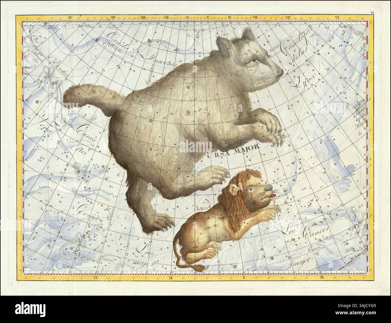 A 1801 star chart by Johann Elert Bode, showcasing the constellations ...