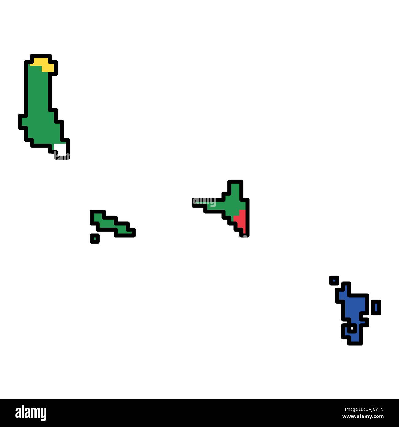 Pixelated world map icons in 8-bit style, featuring over 190 countries ...