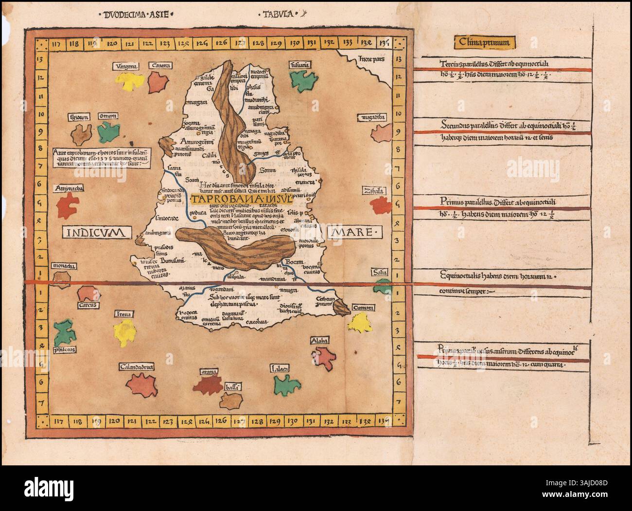 Ptolemy's 12th Asian map from 1486, created by Johann Reger, presents a ...
