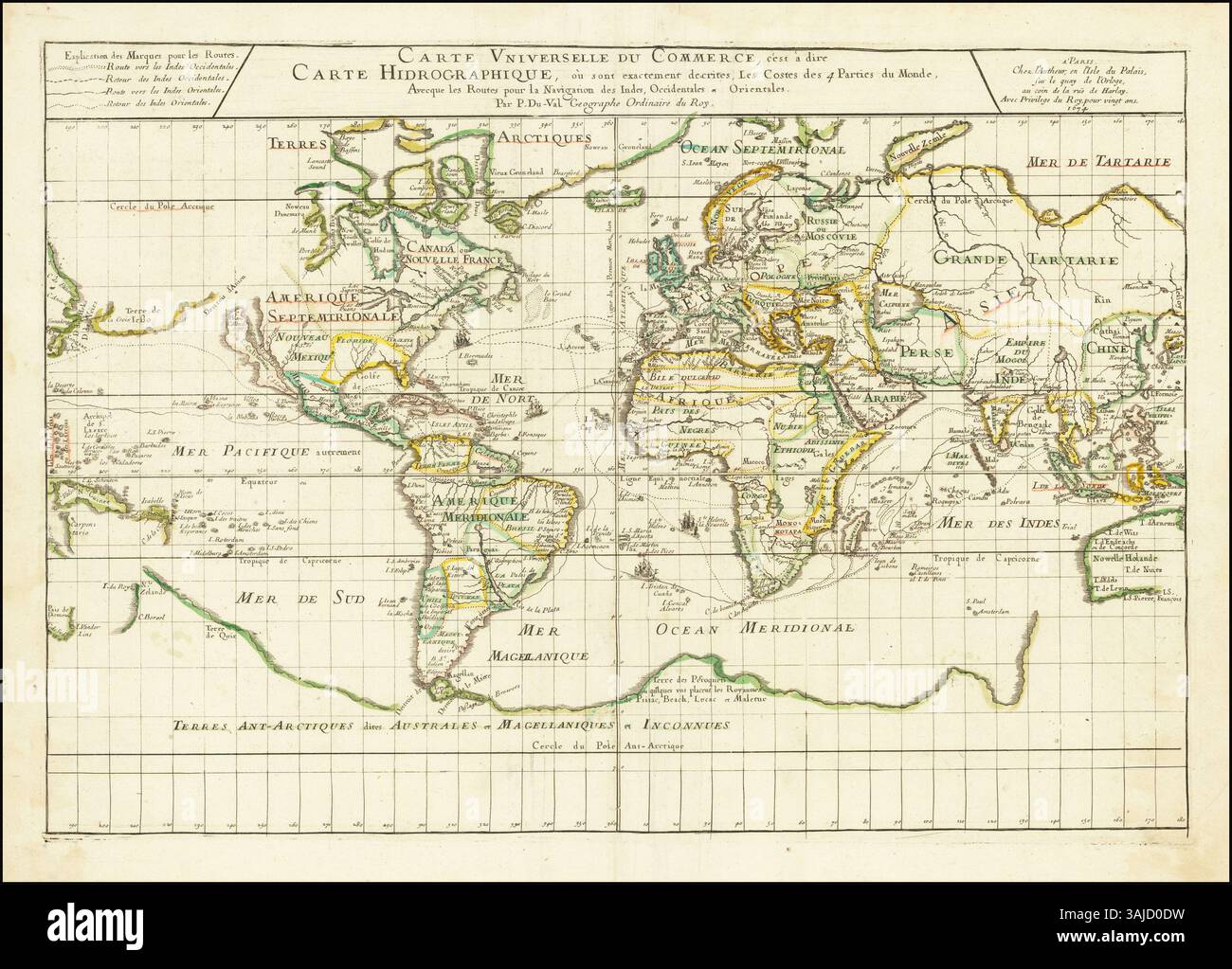 The 1674 *Carte Universelle Du Commerce* by Pierre Du Val is a detailed ...