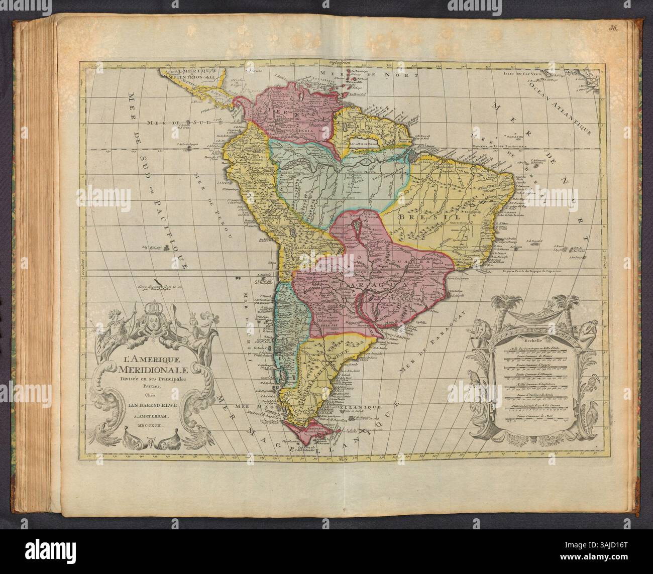 This 1792 edition of 'Atlas der wereld' by Jan Barend Elwe includes 37 ...