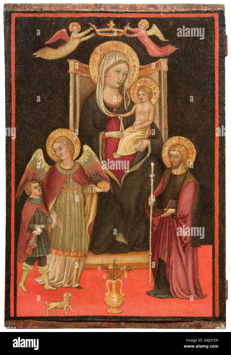 A 15th-century tempera painting attributed to Ventura di Moro, depicting the Madonna and Child ...