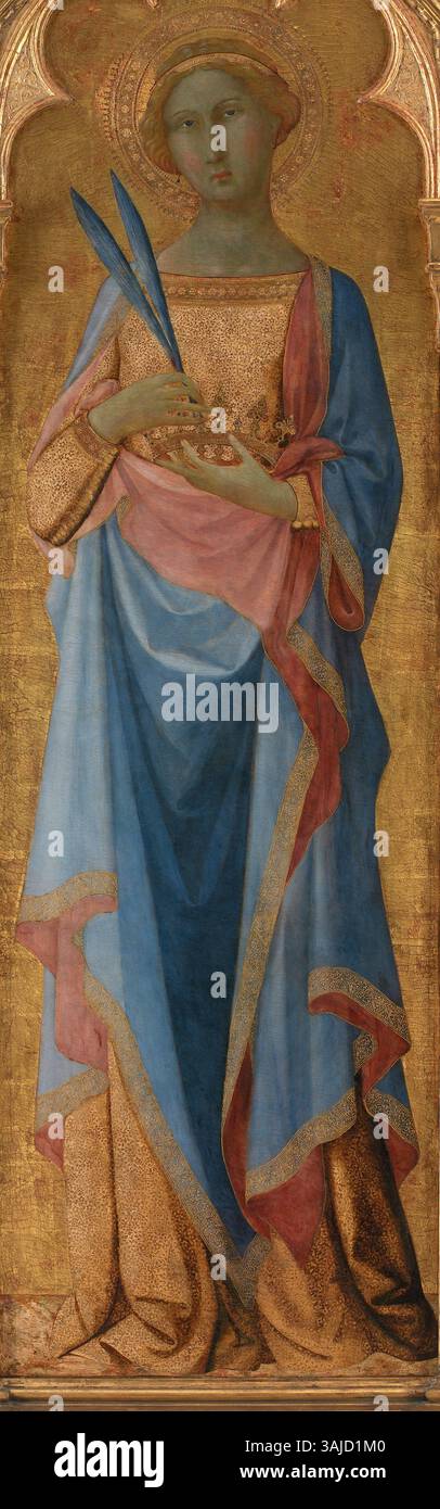 This 1350 tempera painting on panel depicts Saint Corona, created by ...