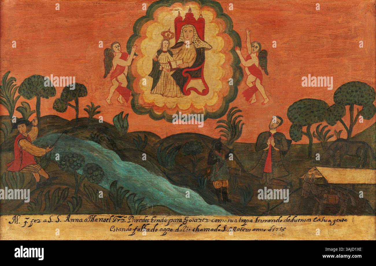 This 1755 ex-voto oil painting illustrates a religious offering to a ...