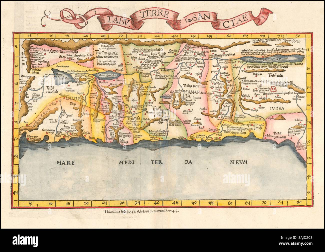 This 1525 map of the Holy Land by Lorenz Fries depicts the region with ...