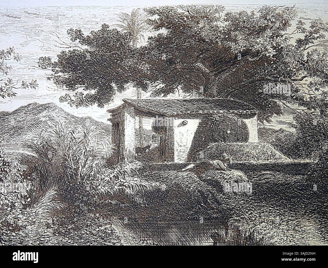 An engraving by Adolphe Paul E. Balfourier, depicting the landscape of ...