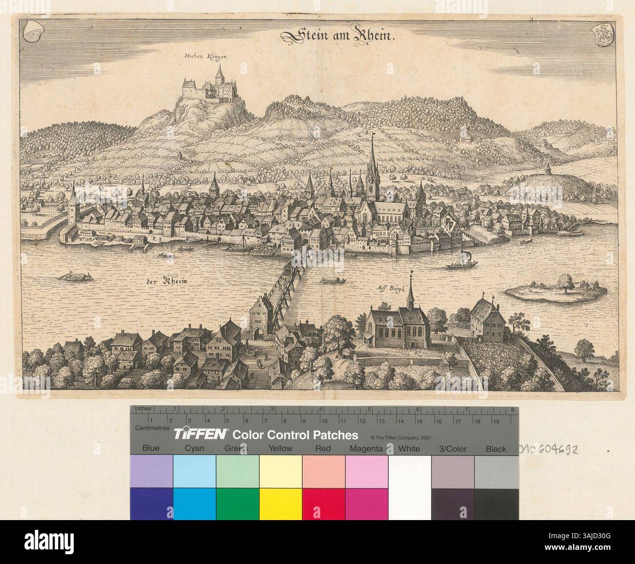 This 1642 etching by Matthäus Merian shows a detailed view of Stein am ...